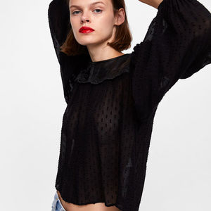 Zara | Tops | Nwt Zara Size S Dotted See Through Blouse | Poshmark
